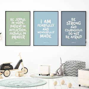 Kids Bible Verse Poster Bundle 10, Scripture Boho Wall Art, Church ...