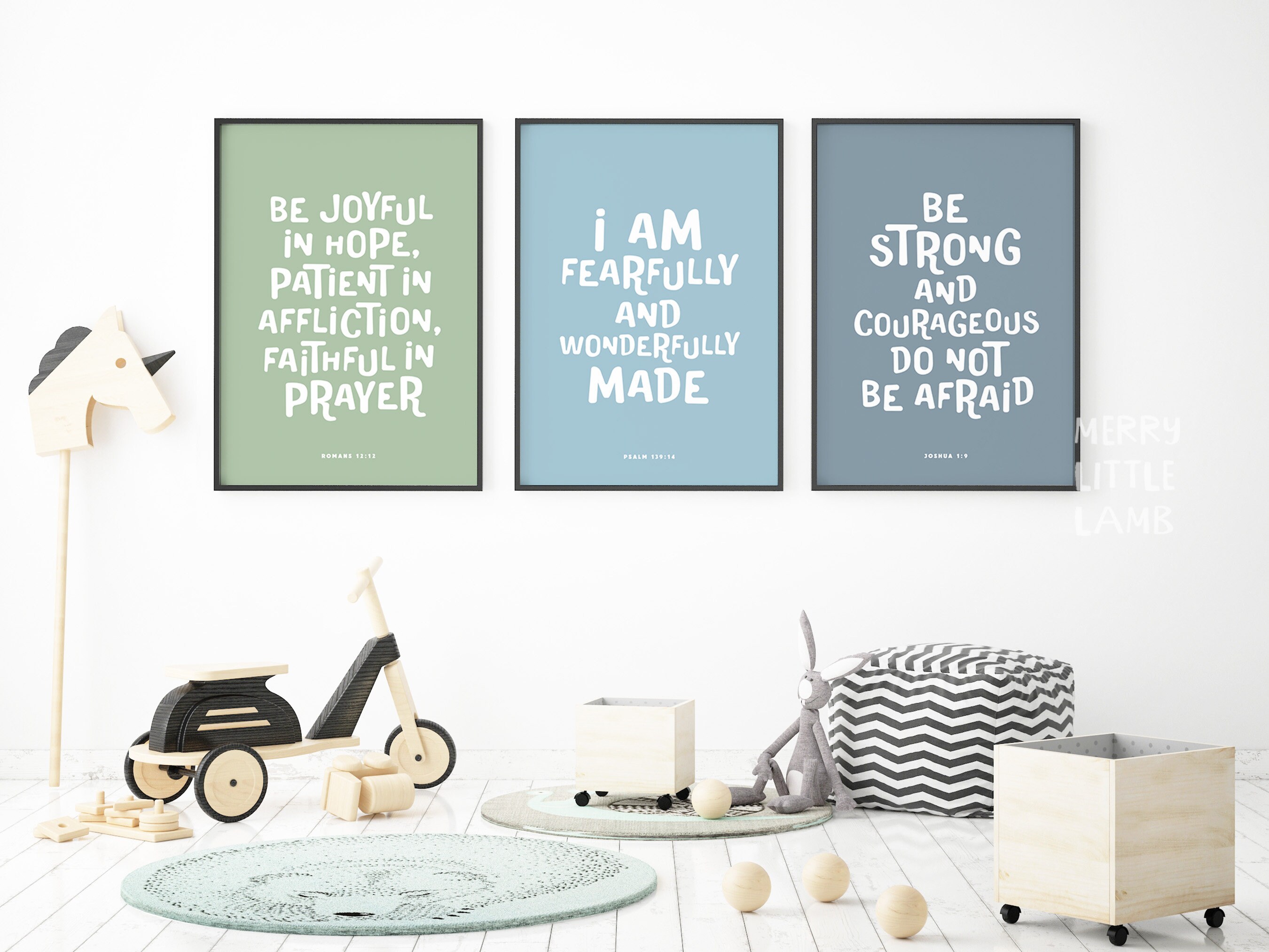 Kids Bible Verse Poster Bundle 10, Scripture Boho Wall Art, Church ...