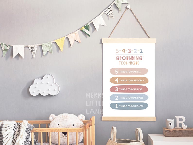54321 Grounding Technique Poster Art Print, Calming Corner Classroom ...
