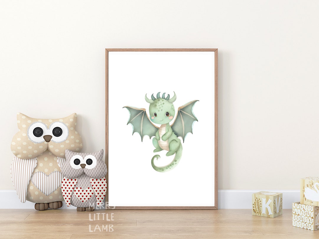 Cute Baby Forest Dragon Printable Wall Art, Nursery Print, New Born ...