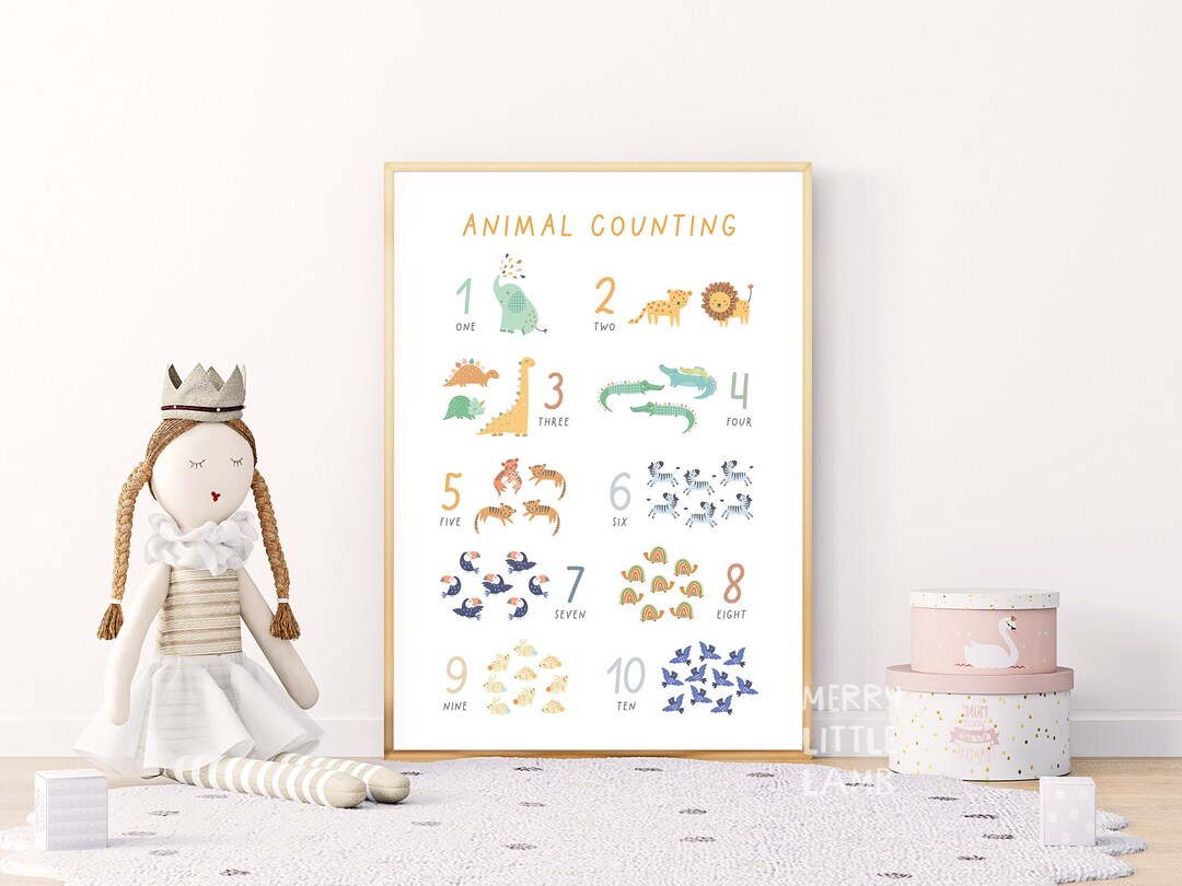 Safari Animal Numbers Print, Educational Counting Poster, Printable ...
