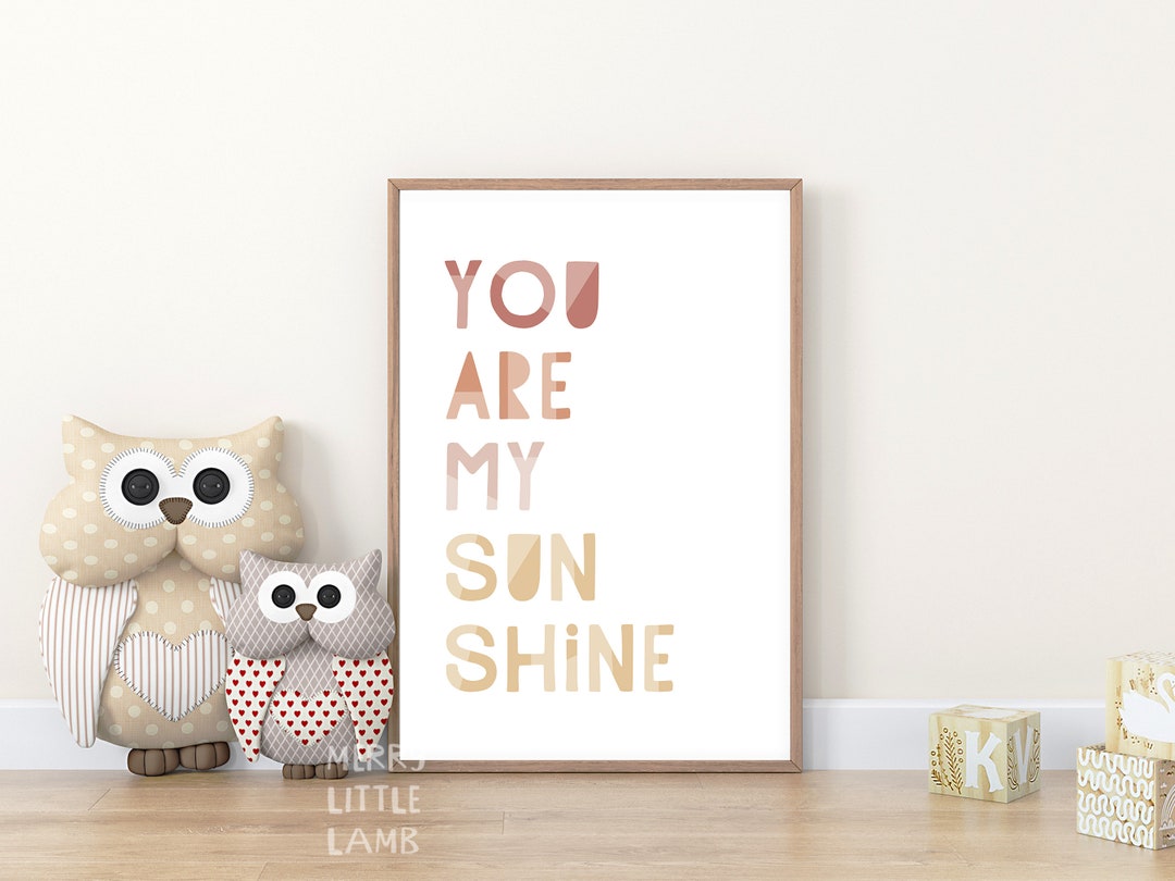 You Are My Sunshine Typography Printable Wall Art, Neutral Nursery ...