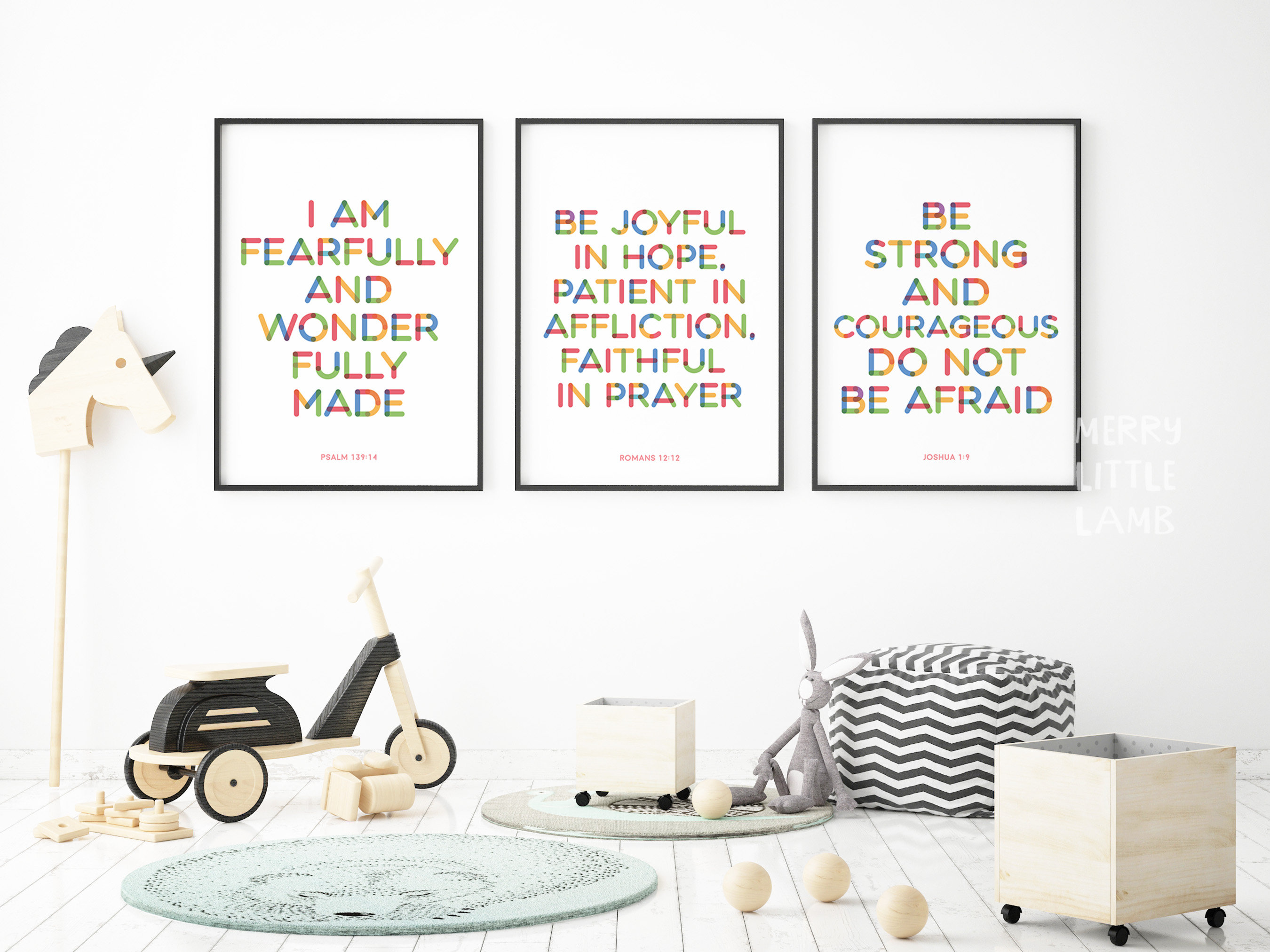 Kids Bible Verse Poster Bundle 18, Scripture Boho Wall Art, Church ...