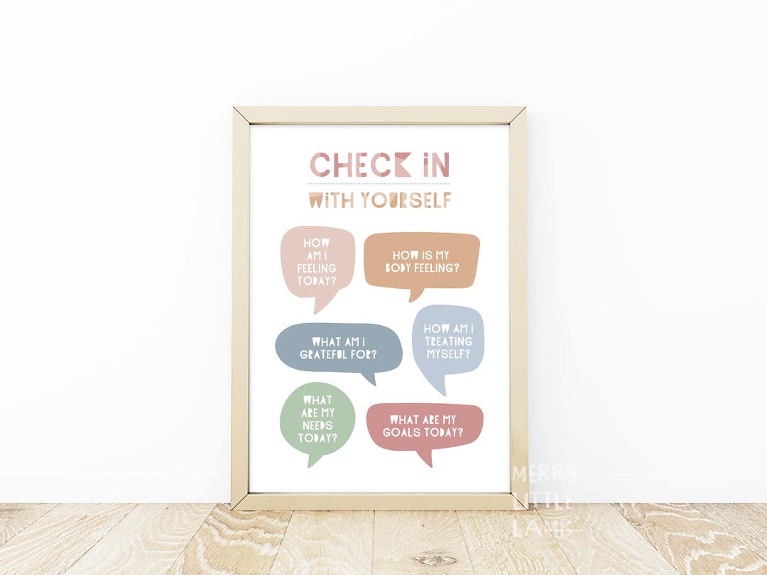 Check in With Yourself Poster Art Print, Calming Corner Classroom, Boho ...