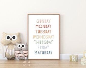Rainbow Days of the Week Poster, Printable Educational Wall Art ...
