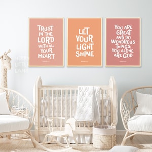 Kids Bible Verse Poster Bundle 10, Scripture Boho Wall Art, Church ...