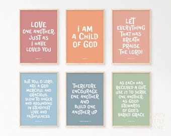 Kids Bible Verse Poster Bundle 10, Scripture Boho Wall Art, Church ...