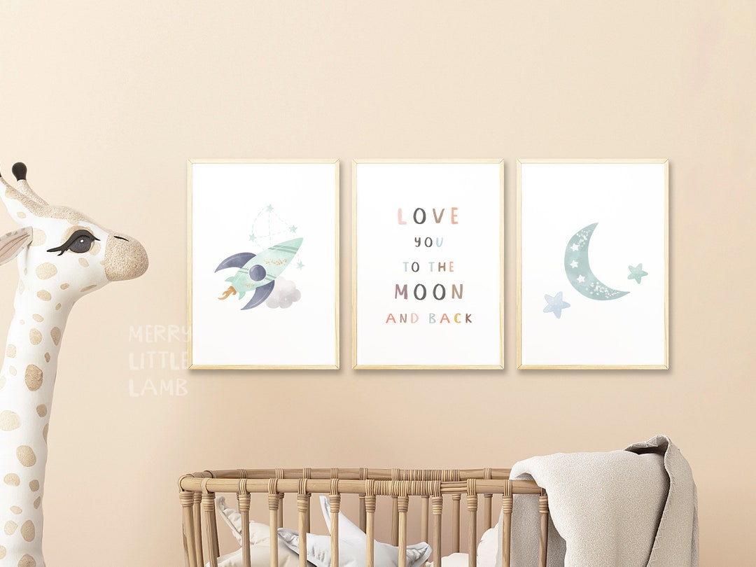 Love You to the Moon and Back Printable Wall Art Set, Space Nursery ...