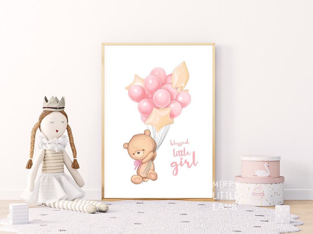 Blessed Little Girl Printable Wall Art, Baby Girl Nursery Prints, Baby ...