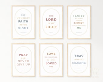 Kids Bible Verse Poster Bundle 10, Scripture Boho Wall Art, Church ...
