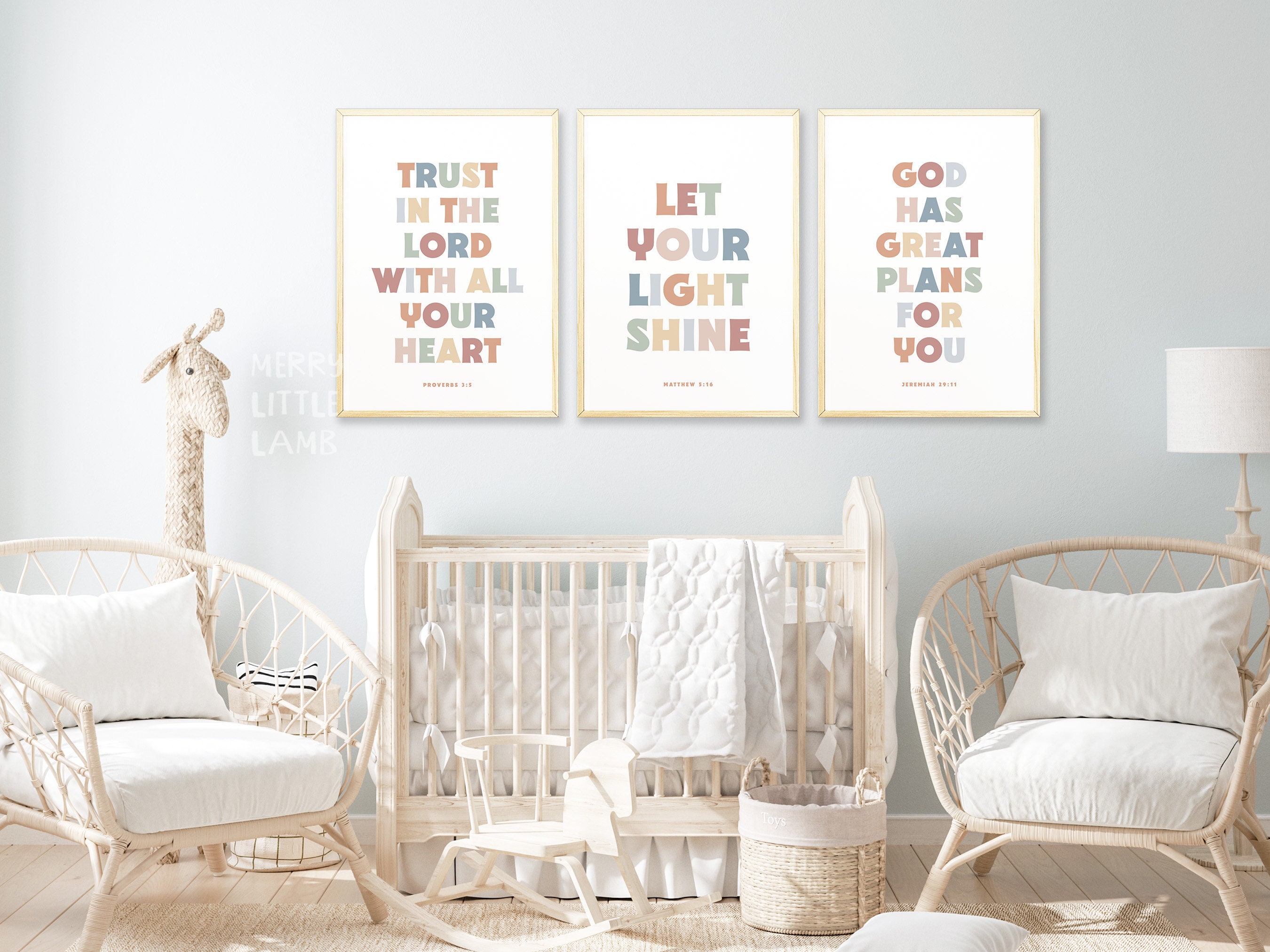 Kids Bible Verse Poster Bundle 5, Scripture Boho Wall Art, Church ...
