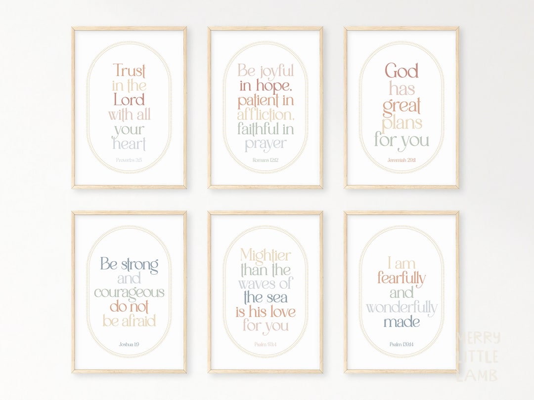 Kids Bible Verse Poster Bundle 11, Scripture Boho Wall Art, Church ...