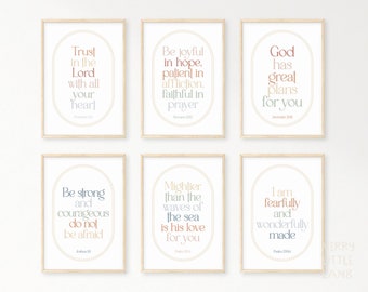 Kids Bible Verse Poster Bundle 10, Scripture Boho Wall Art, Church ...