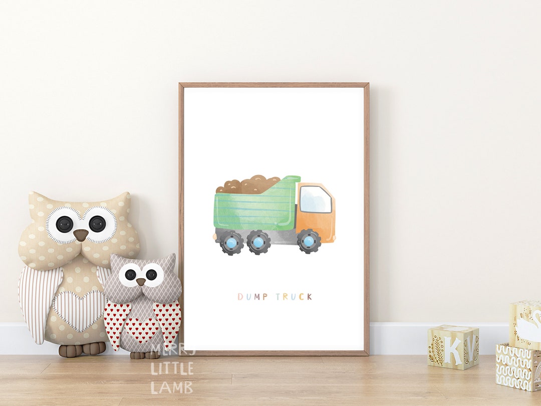 Construction Dump Truck Printable Wall Art, Neutral Nursery Prints ...