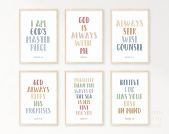 Kids Bible Verse Poster Bundle 10, Scripture Boho Wall Art, Church ...