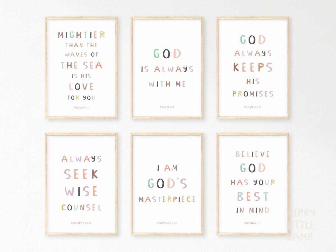 Kids Bible Verse Poster Bundle 2, Scripture Boho Wall Art, Church ...