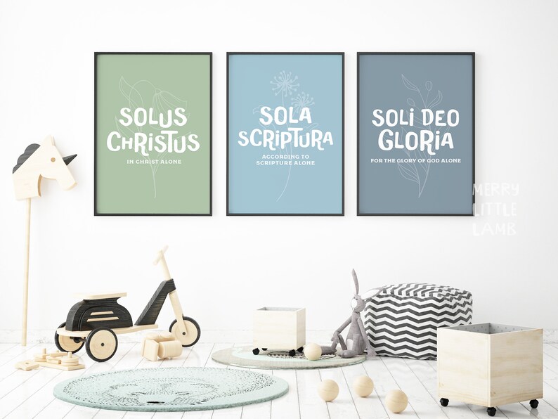 5 Solas of the Reformation Printable Wall Art_2, Christian Boho Latin ...