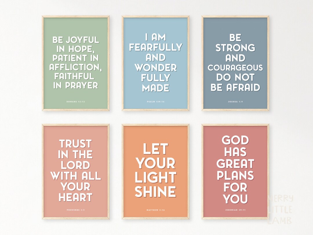 Kids Bible Verse Poster Bundle 16, Scripture Boho Wall Art, Church ...