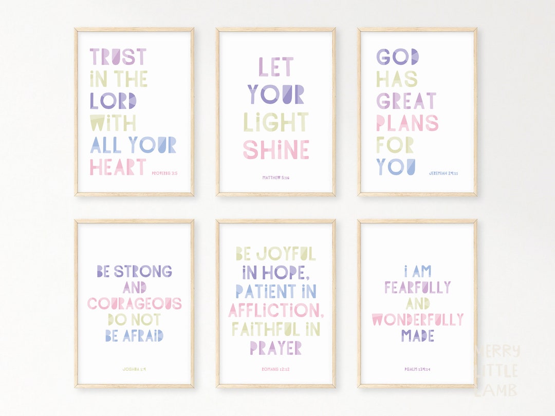 Kids Bible Verse Poster Bundle 22, Scripture Boho Wall Art, Church ...