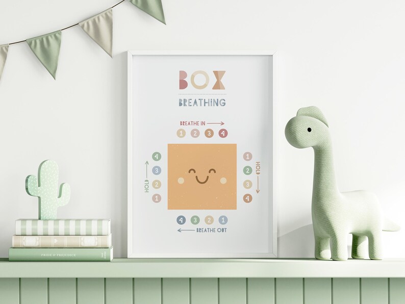 Box Breathing Technique Poster Art Print, Calming Corner Classroom ...