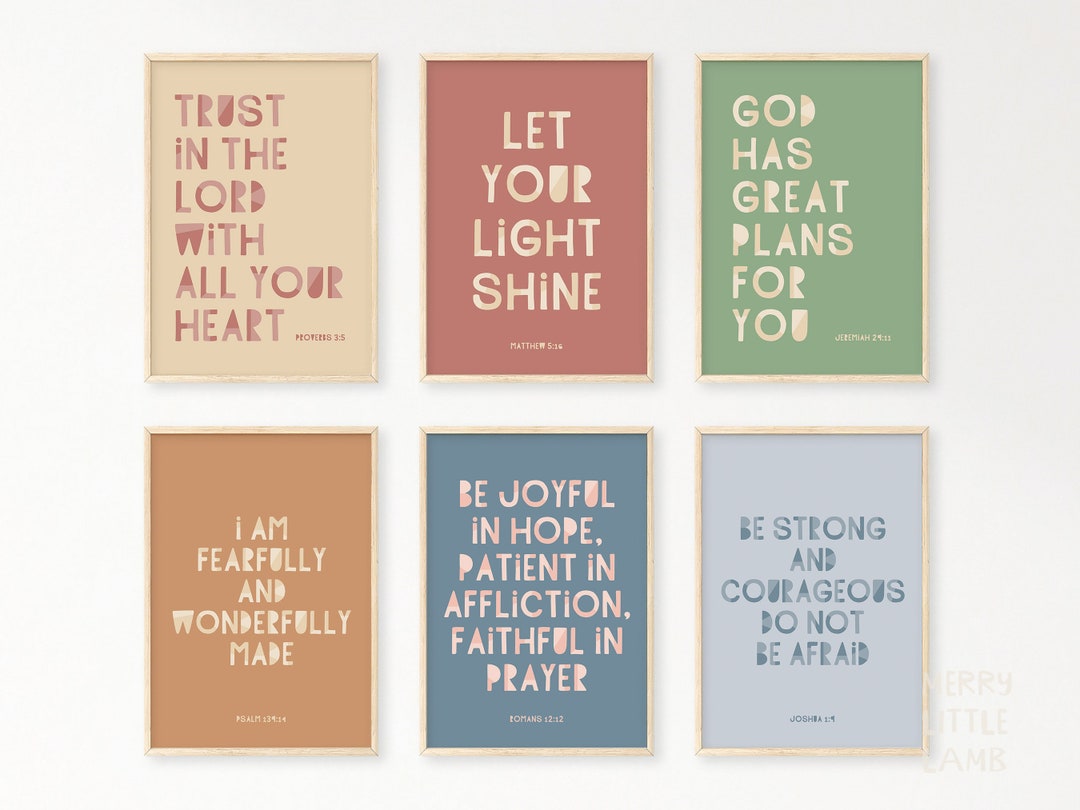 Kids Bible Verse Poster Bundle 3, Scripture Boho Wall Art, Church ...