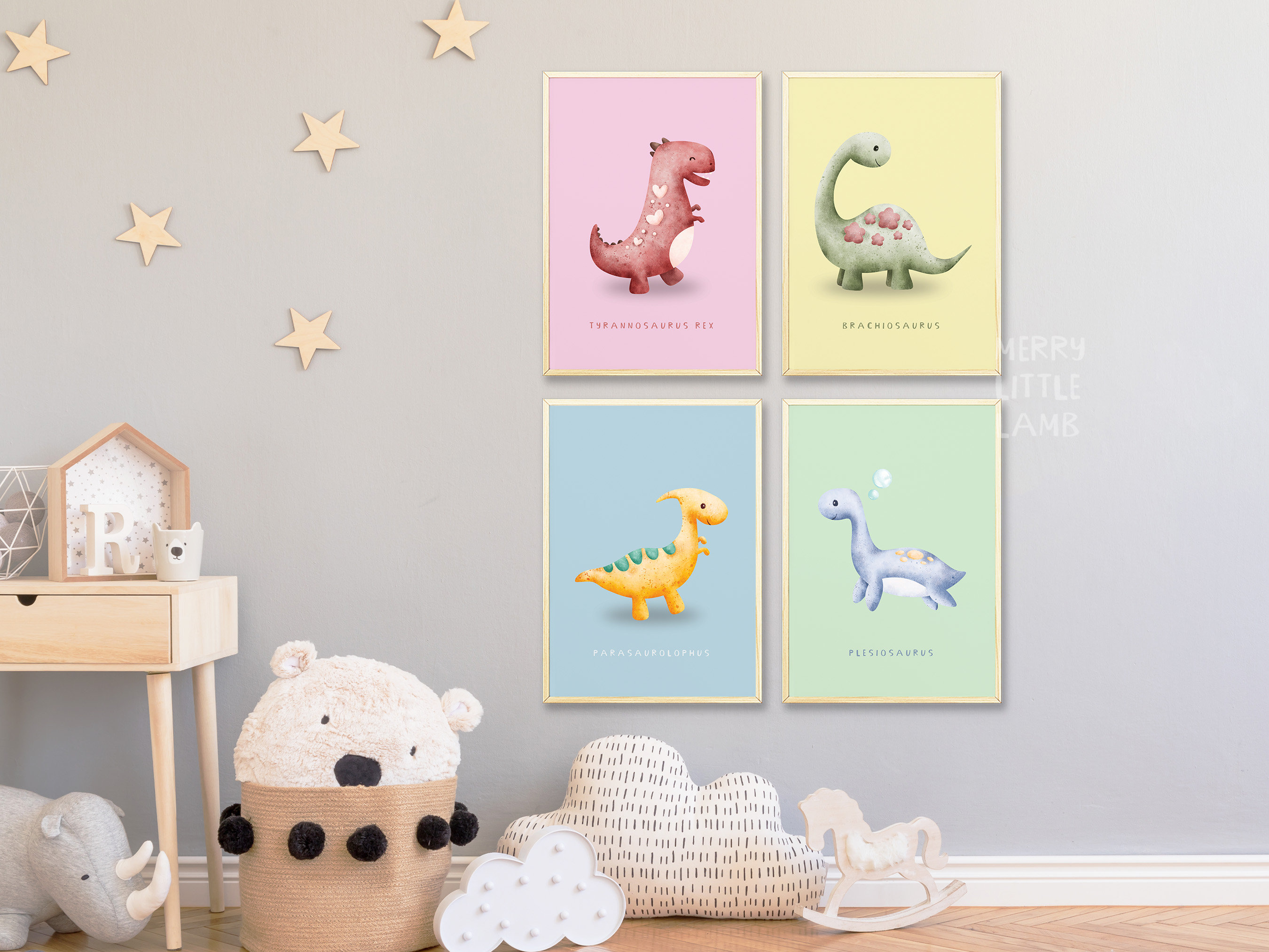 Dinosaur Room Décor: Set of 4 Dino Art Prints for a Fun and Playful ...