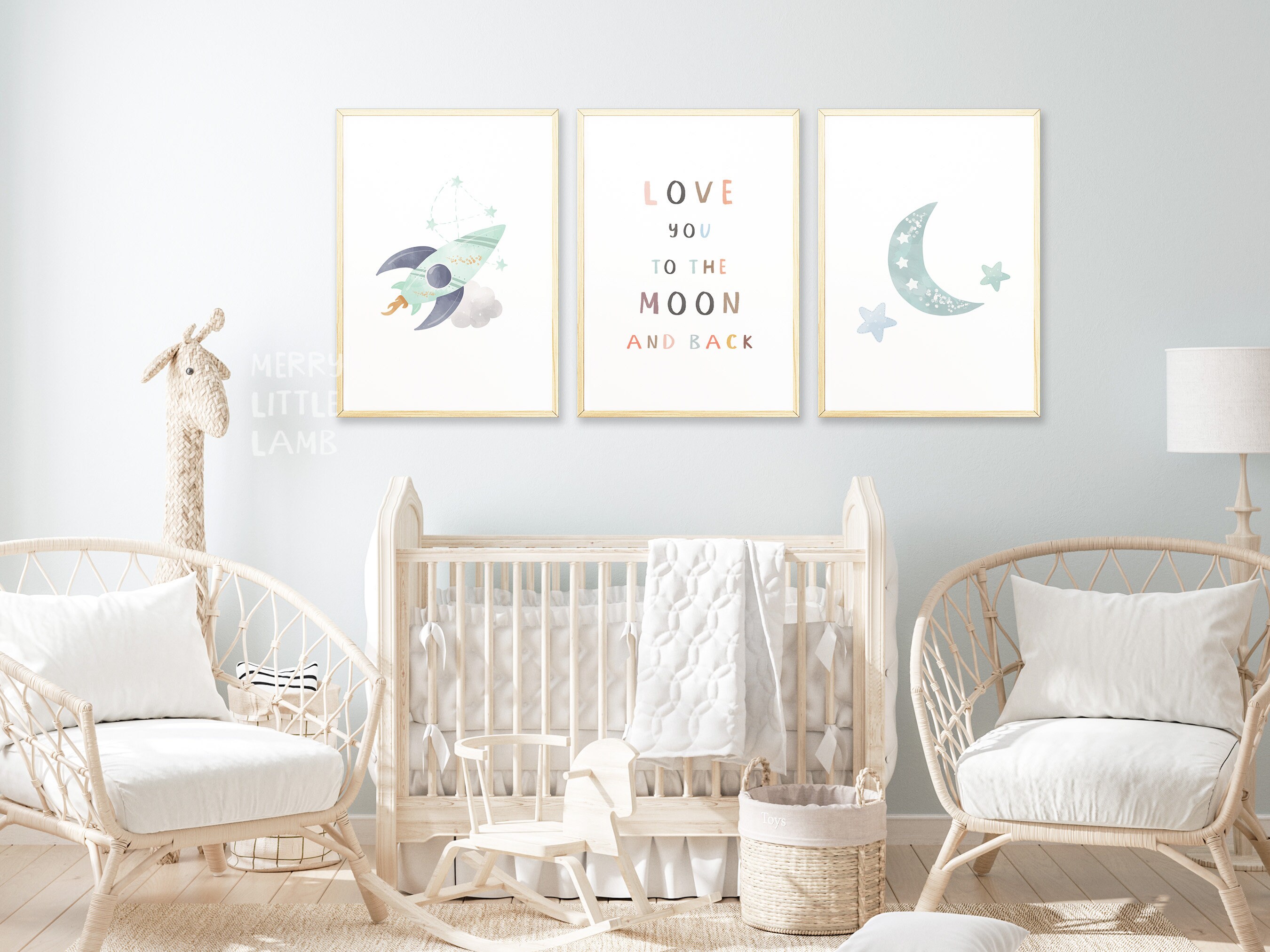 Love You to the Moon and Back Printable Wall Art Set Space - Etsy