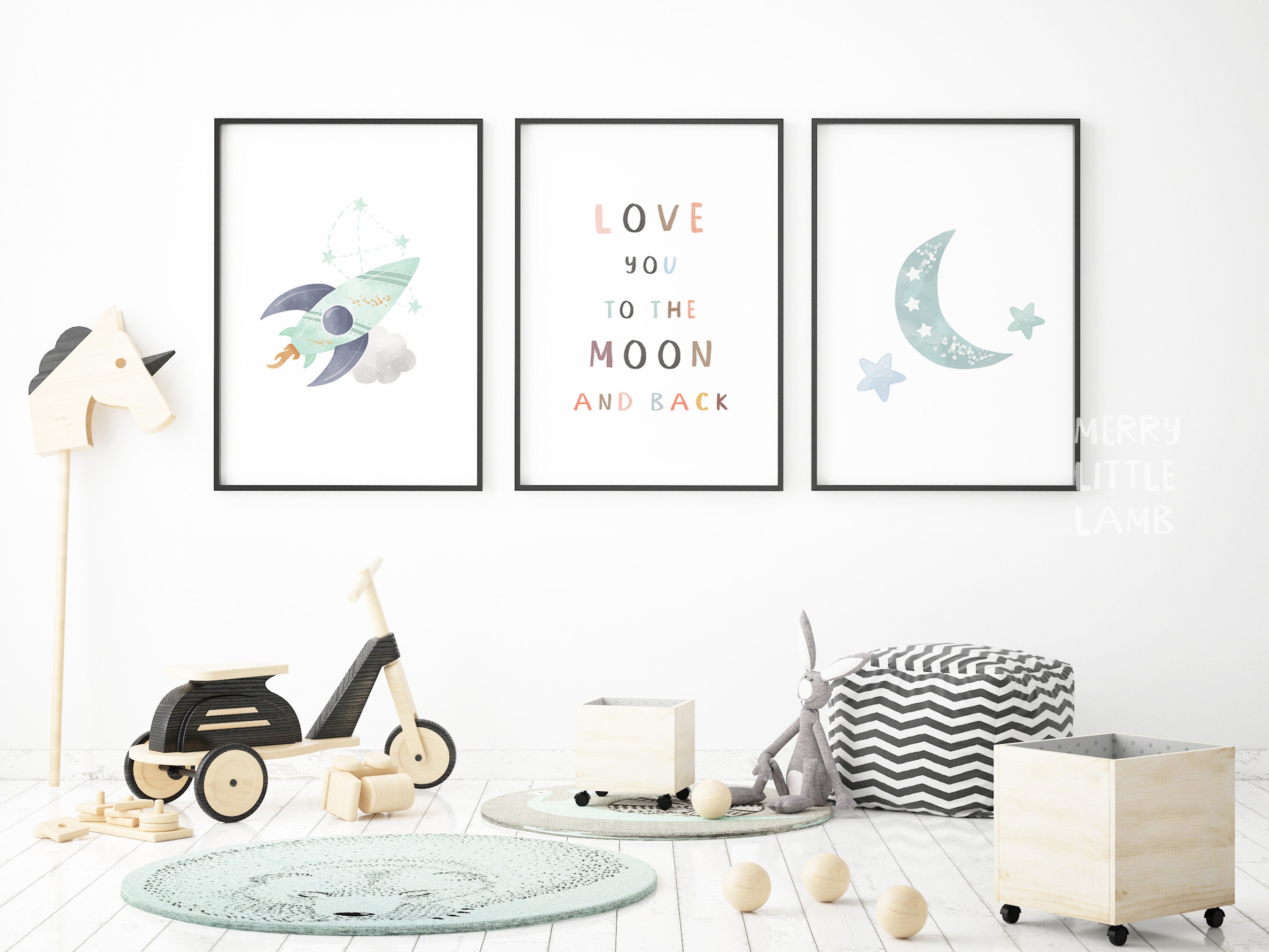 Love You to the Moon and Back Printable Wall Art Set Space - Etsy