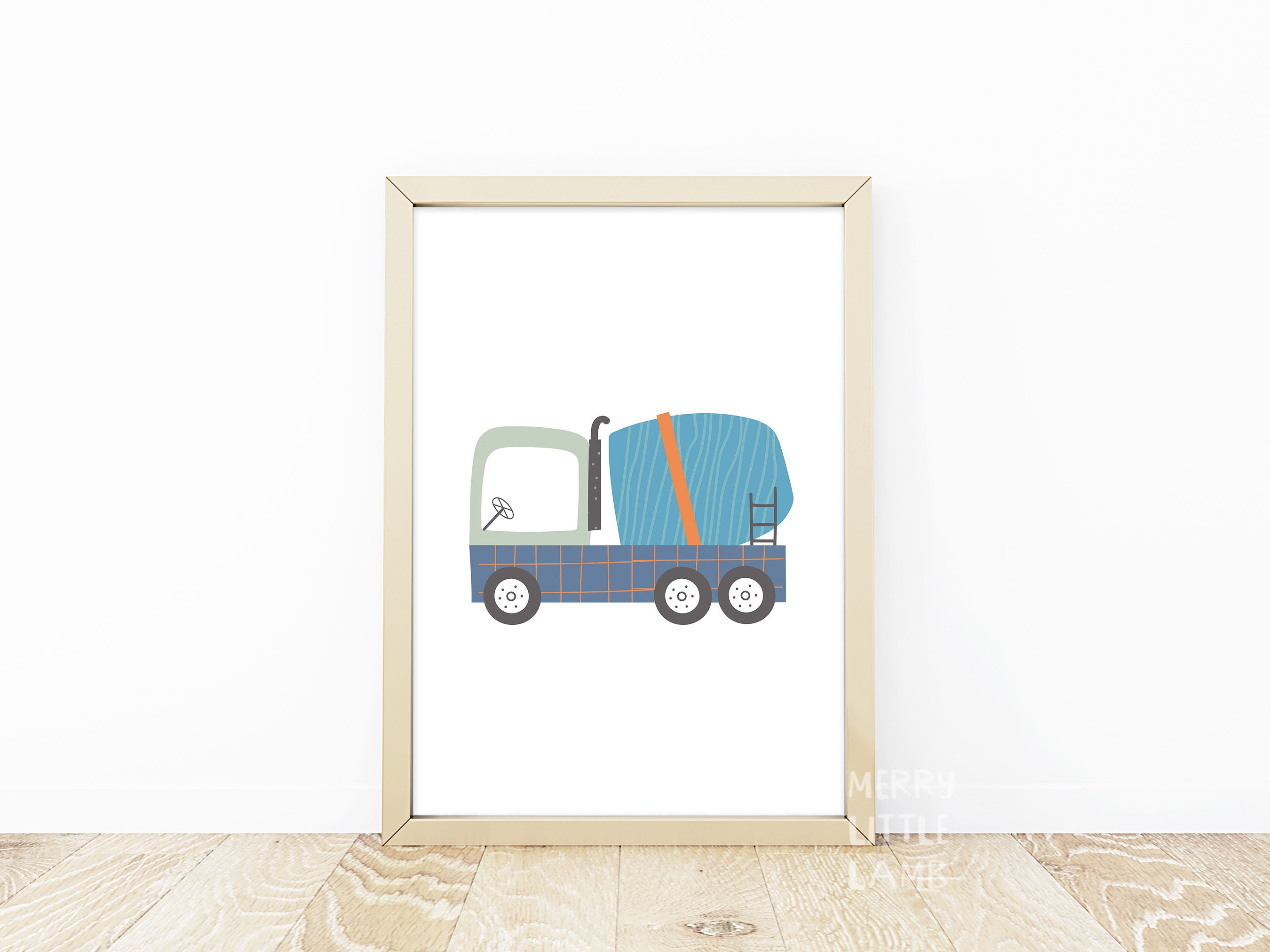Cartoon Construction Vehicles Printable Wall Art, Neutral Nursery ...