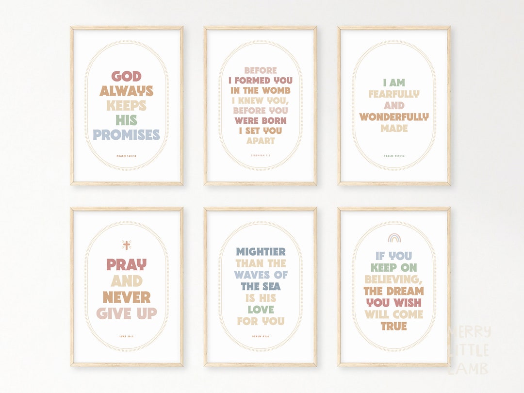 Kids Bible Verse Poster Bundle 21, Scripture Boho Wall Art, Church ...