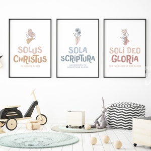 The 5 Solas of the Reformation Printable Wall Art, Christian Boho Latin ...