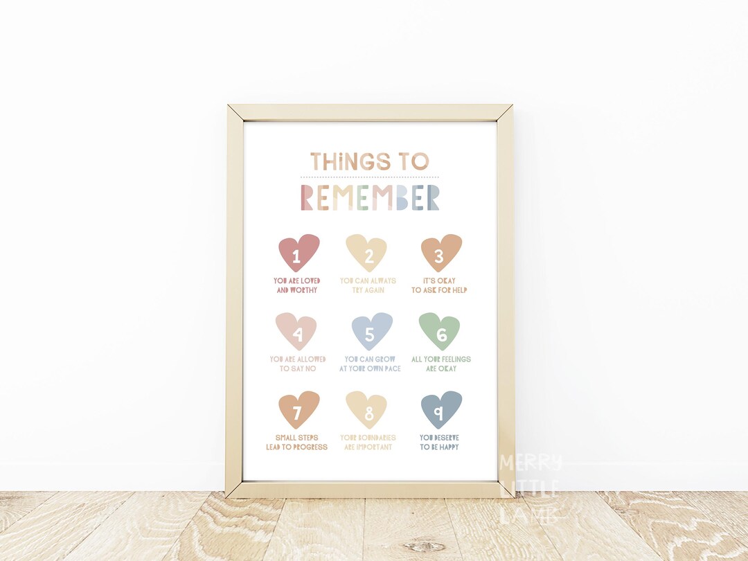 Things to Remember Poster, Calming Corner Classroom, Boho Calm Down ...