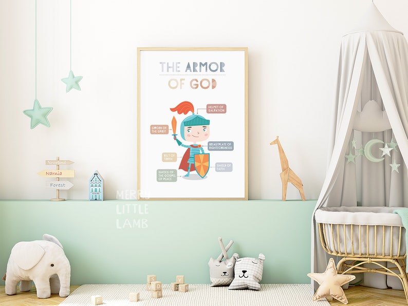 The Armor of God, Christian Education Printable, Kids Scripture Poster ...