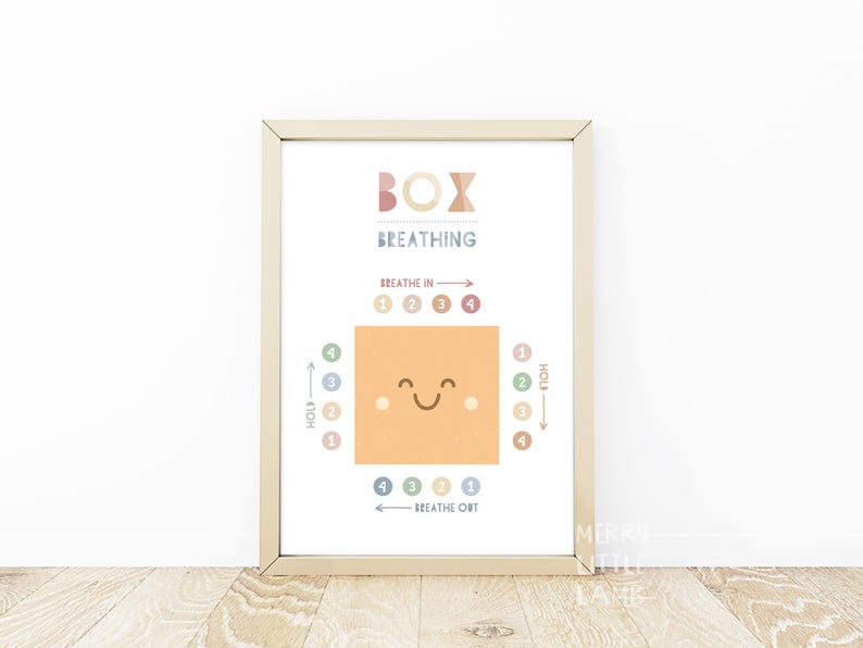 Box Breathing Technique Poster Art Print, Calming Corner Classroom ...