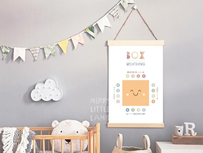 Box Breathing Technique Poster Art Print, Calming Corner Classroom ...