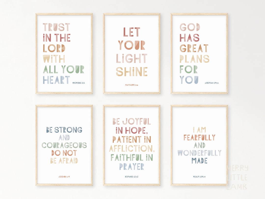 Kids Bible Verse Poster Bundle 1, Scripture Boho Wall Art, Church ...