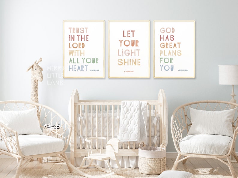 Kids Bible Verse Poster Bundle 1, Scripture Boho Wall Art, Church ...