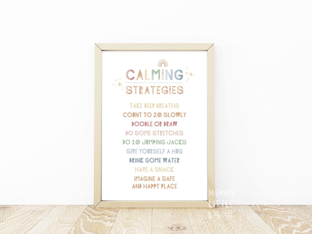 Calming Strategies Poster, Calming Corner Classroom, Boho Calm Down ...