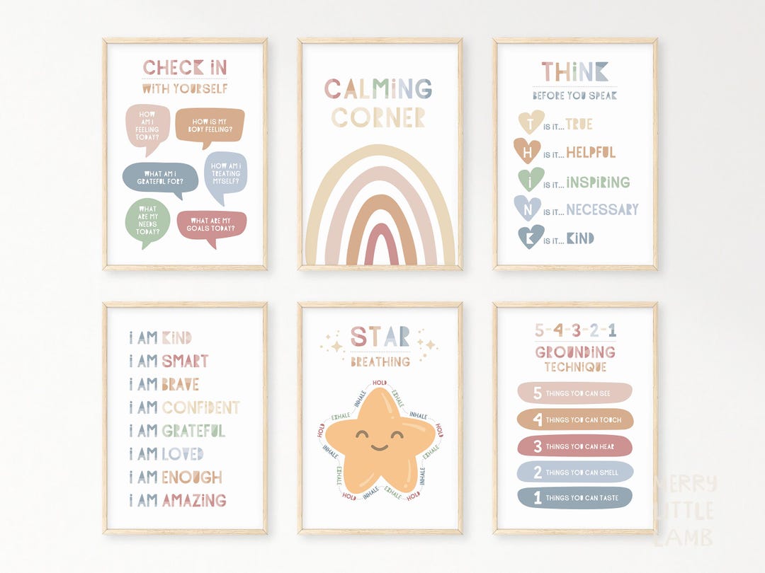 6 Calming Corner Classroom 3, Boho Calm Down Printable Decor Wall Art ...