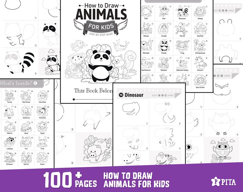 PDF: How to Draw 100 Animals for Kids / 106 Pages / Ages 5 9 all Ages ...