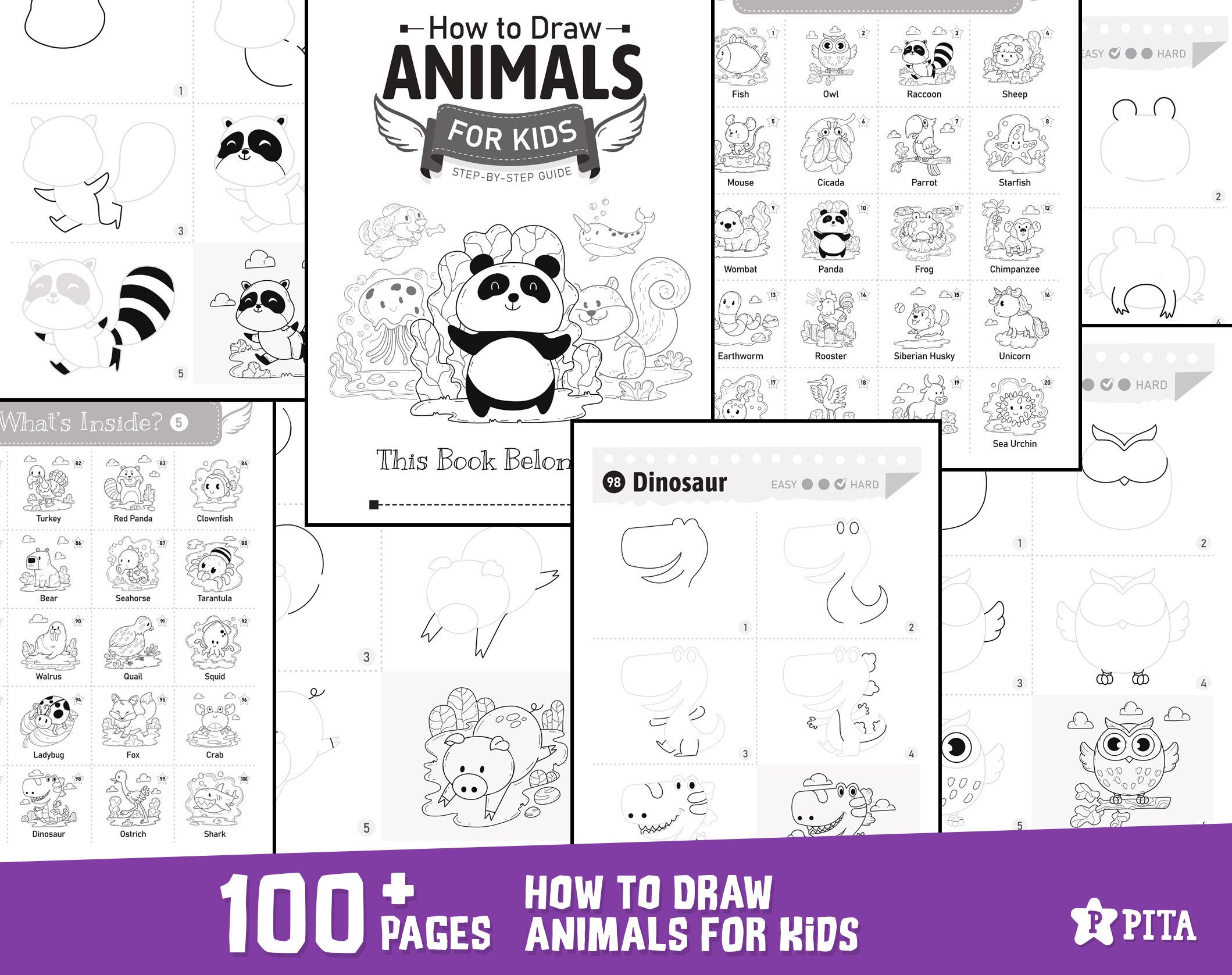 PDF: How to Draw 100 Animals for Kids / 106 Pages / Ages 5 9 all Ages ...