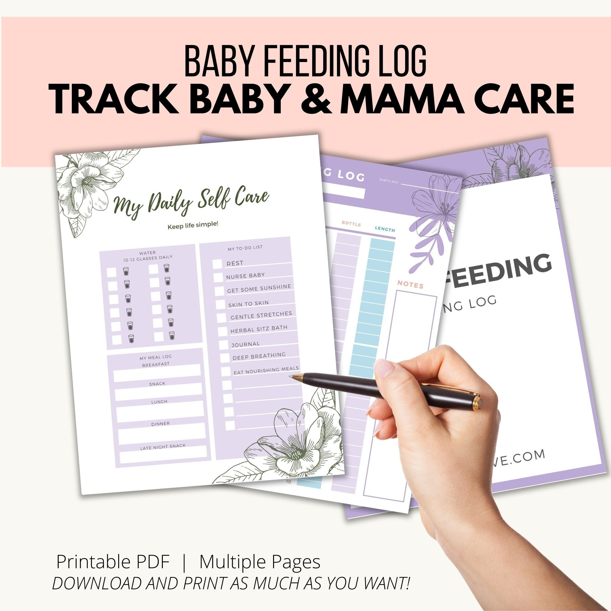 Breastfeeding Baby Tracking Log Printable, Printable Baby Feeding Log ...