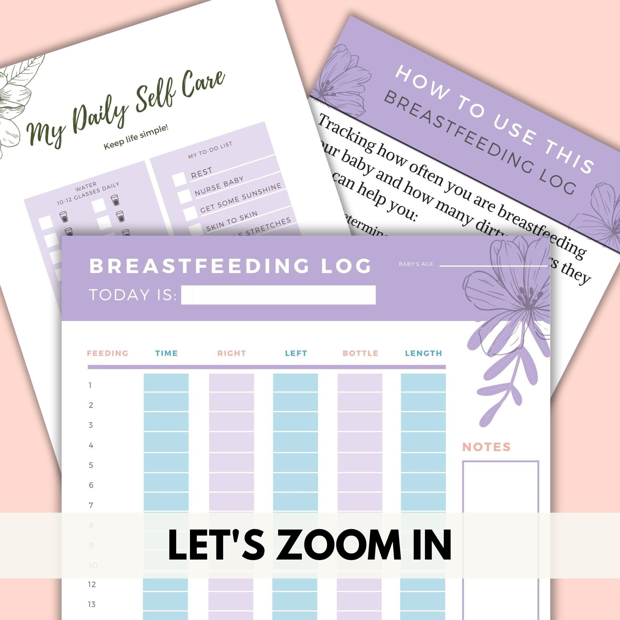 Breastfeeding Baby Tracking Log Printable, Printable Baby Feeding Log ...