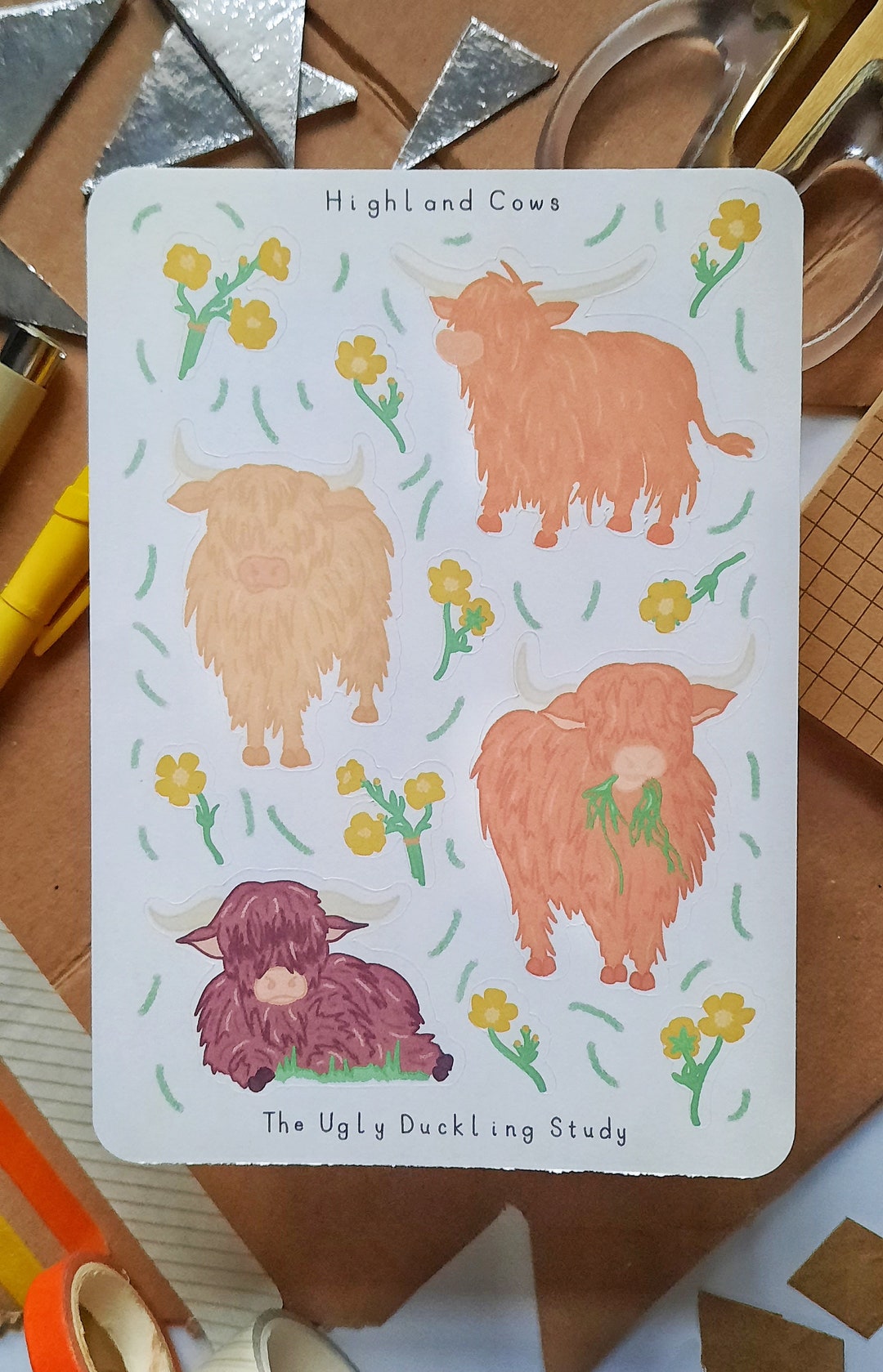 Sticker Sheet Highland Cows Planner Stickers, Journal Stickers ...