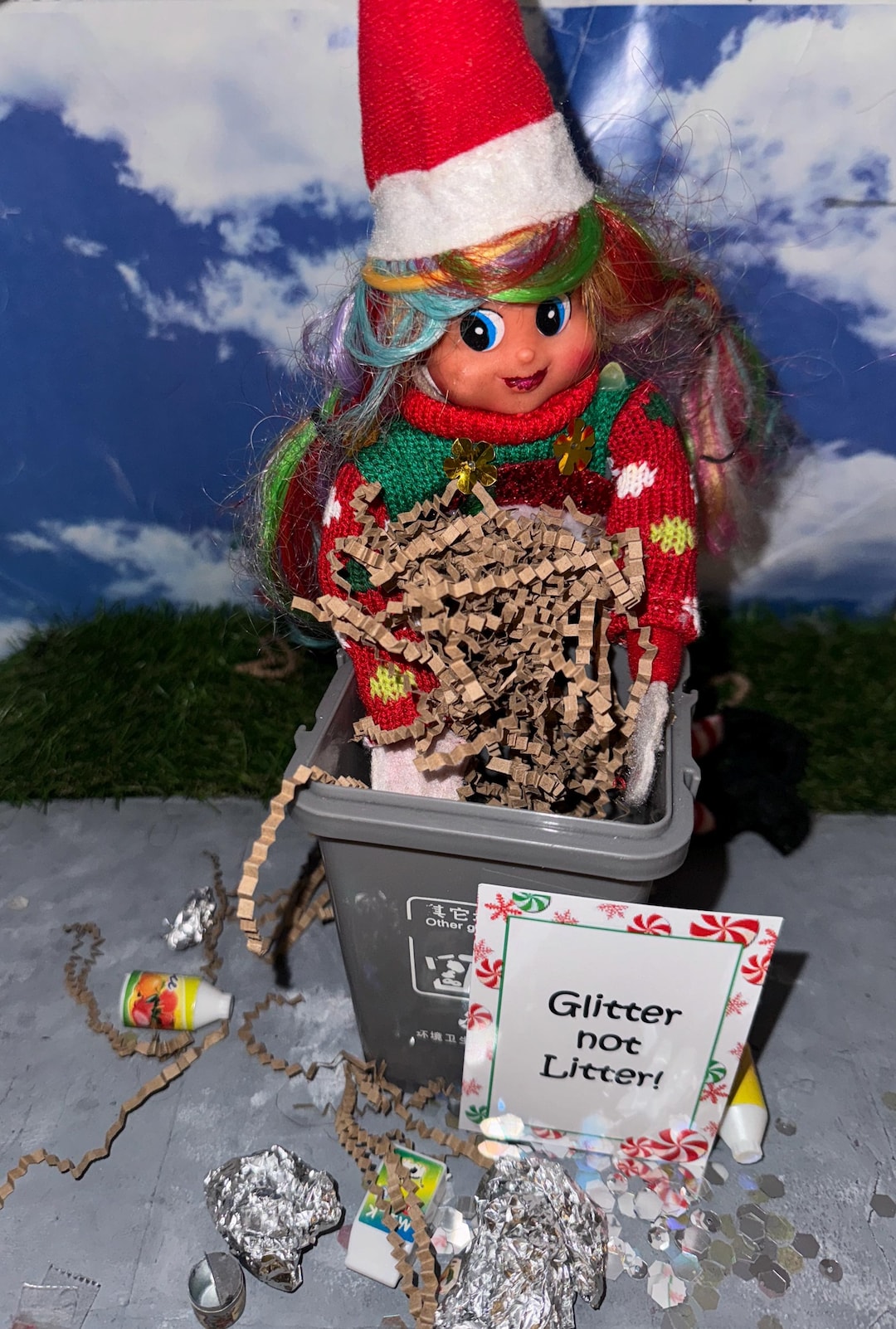 Elf Recycling Kit Miniature Trash Can Elf Kit Elf Activities Elf ...