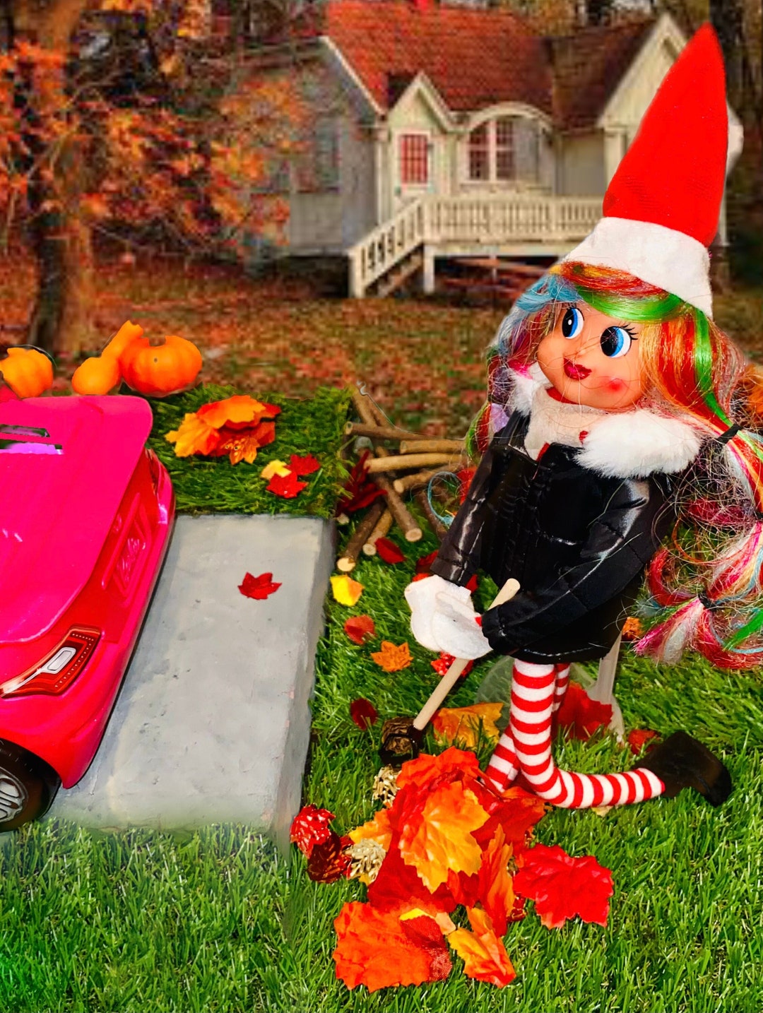 Elf Leaf Raking Kit Elf Fall Props Miniature Rake Miniature - Etsy