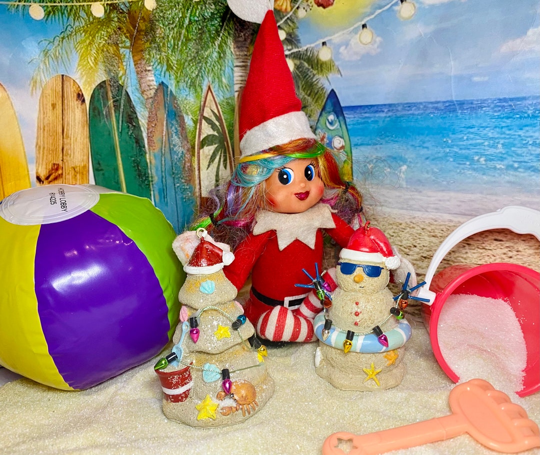 Elf Beach Kit | Miniature Beach Ball| Mini Sand Snowman and Christmas ...