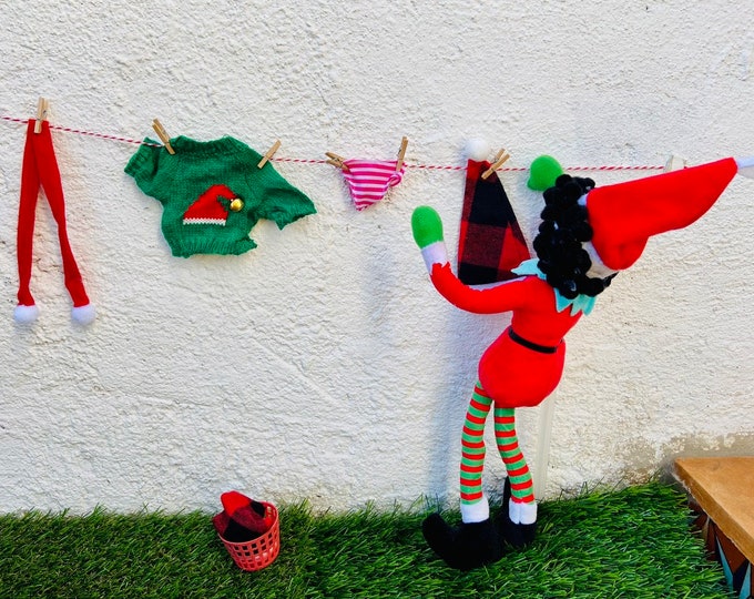 Elf Miniature Laundry Clothes Line and Basket for 12 Inch Doll Elf ...