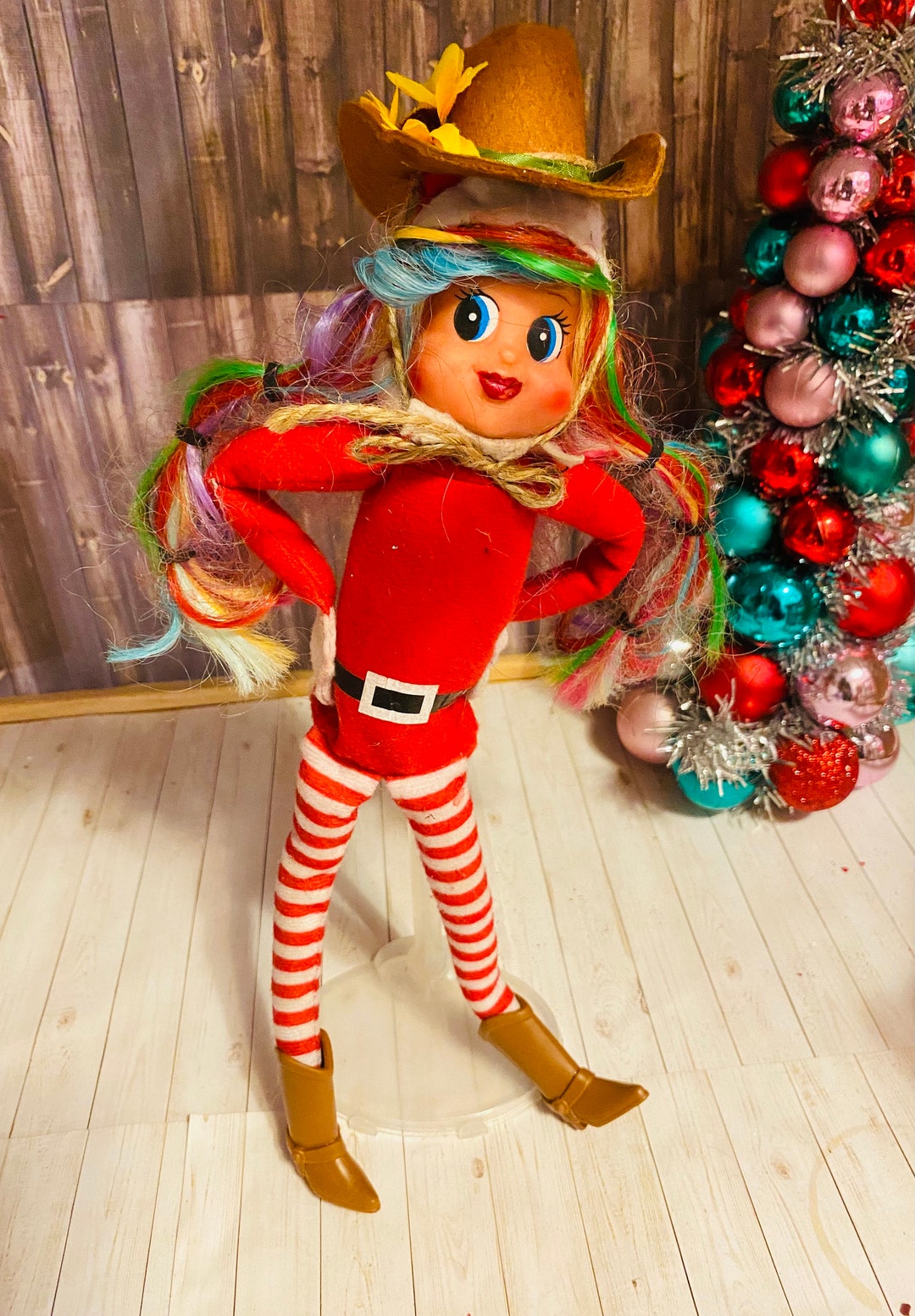 Elf Cowgirl| Easy Elf Kit| Mini Cowboy Hat| Mini Cowboy Boots| 12” Doll ...