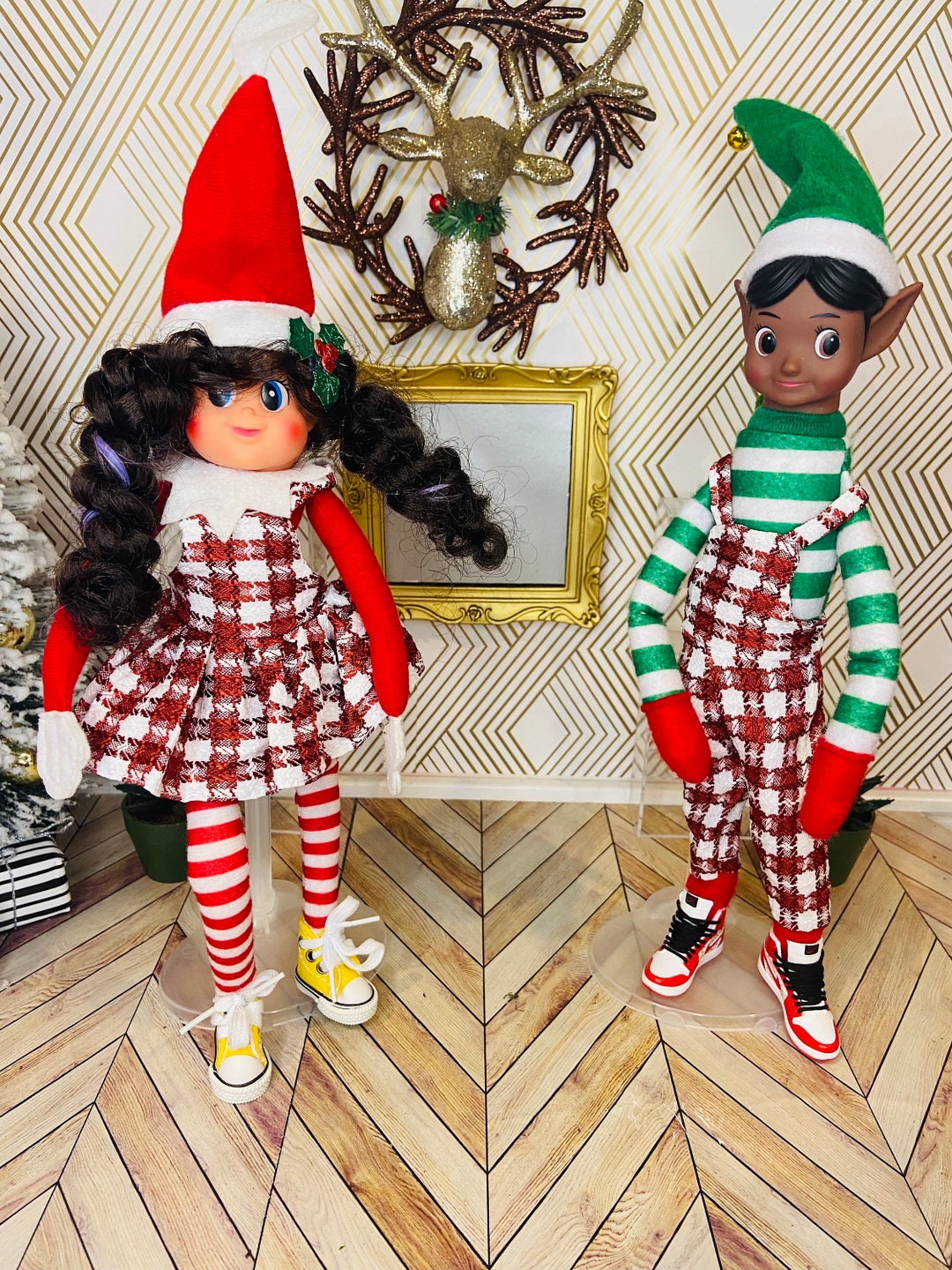 Elf Matching Dress and Overalls Elf Clothes 12 Inch Doll Christmas ...